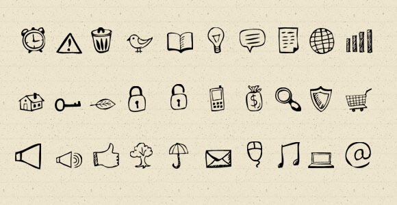 30 Hand-Drawn PSD Icons - Freebiesbug