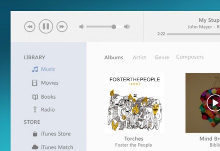 iTunes UI Redesign PSD - Freebiesbug
