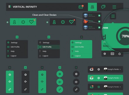 Vertical Infinity: Flat Style UI Kit PSD - Freebiesbug