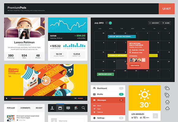 UI kit for web designers PSD - Freebiesbug
