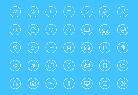 Thin rounded icons PSD - Freebiesbug