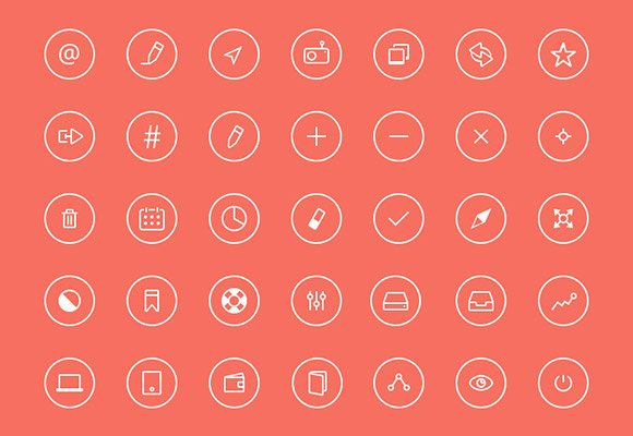 Thin rounded icons PSD #2 - Freebiesbug