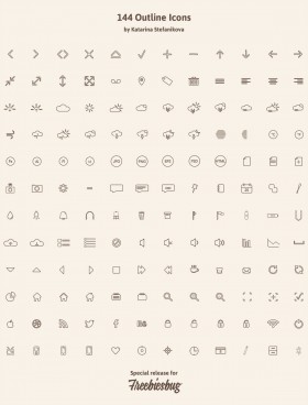144 outline icons PSD + AI - Freebiesbug