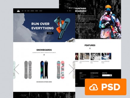 Snowboarding - PSD website template - Freebiesbug