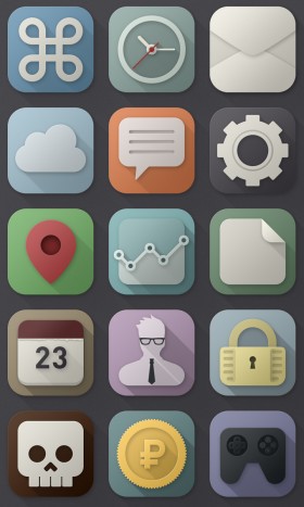 40 long shadows PSD icons - Freebiesbug