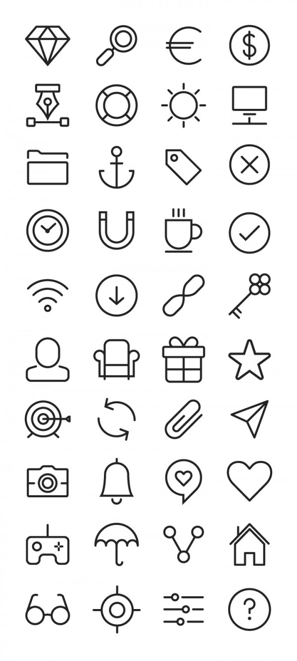 40 free stroke icons from Sympletts pack - Freebiesbug
