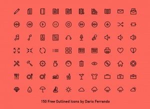 150 outlined icons - PSD AI SVG Webfont - Freebiesbug