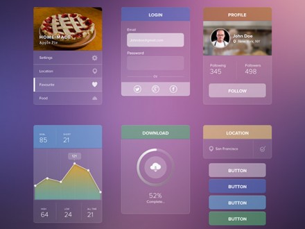 Transparent UI kit - Free PSD - Freebiesbug