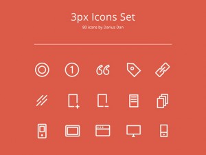 3px icon set - Freebiesbug