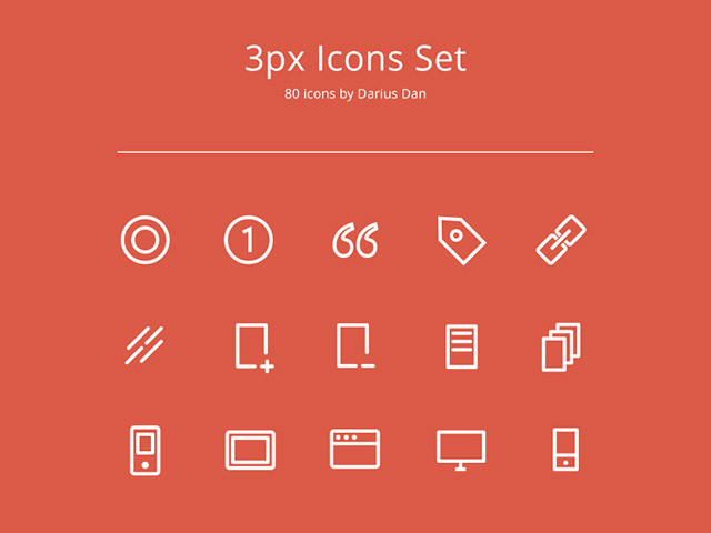 3px icon set - Freebiesbug
