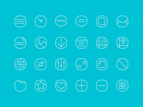 24 simple line icons - Freebiesbug