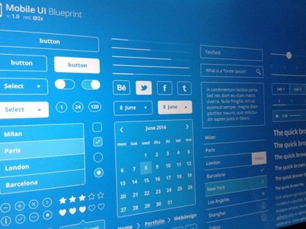 Mobile UI Blueprints PSD - Freebiesbug