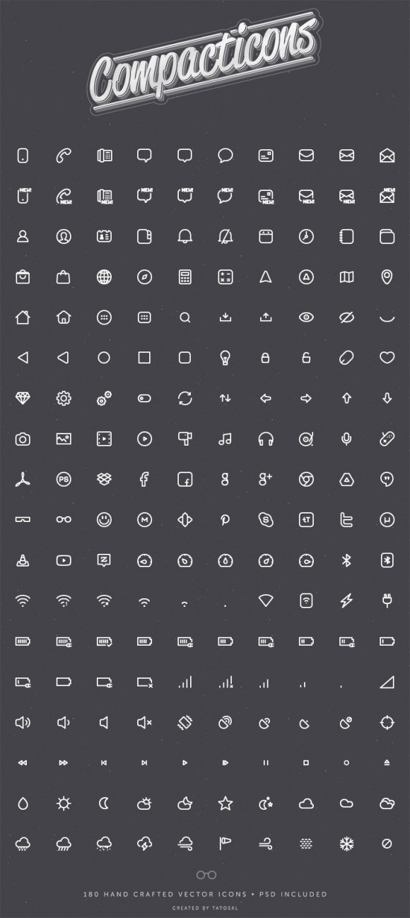 Compacticons - 180 PSD tiny icons - Freebiesbug
