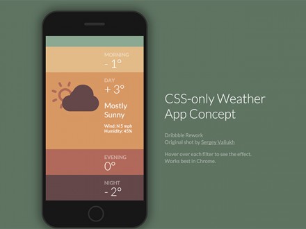 CSS-only weather app concept - Freebiesbug