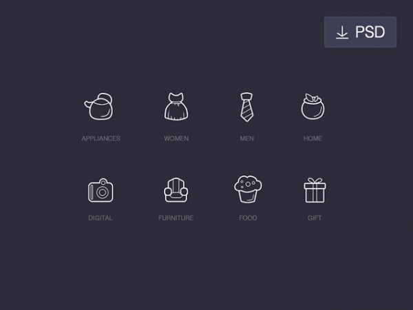 8 Shopping line icons - PSD - Freebiesbug