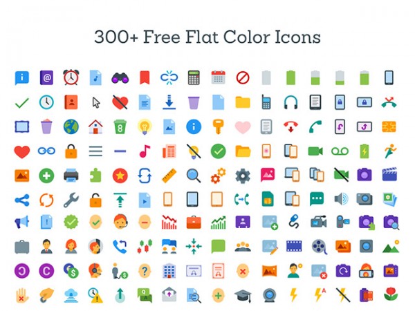 300+ flat color icons SVG - Freebiesbug