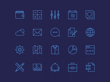 20 simple line icons - Freebiesbug
