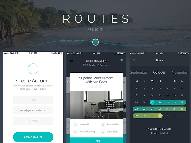 Routes UI kit for iOS - Sample pack - Freebiesbug