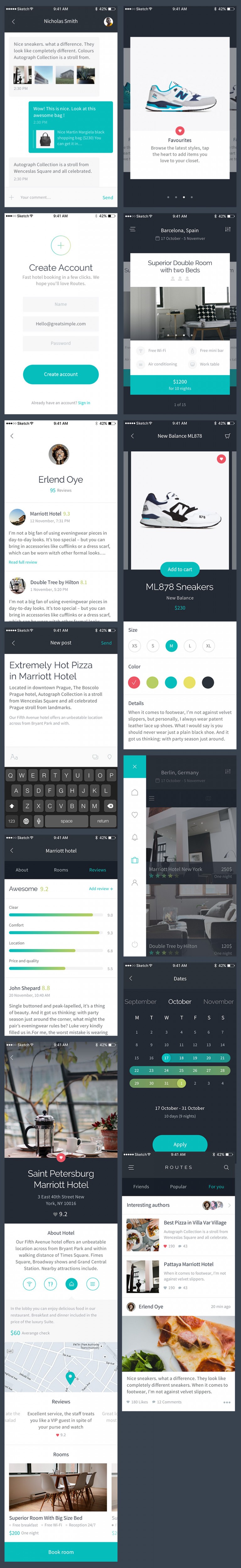 Routes UI kit for iOS - Sample pack - Freebiesbug