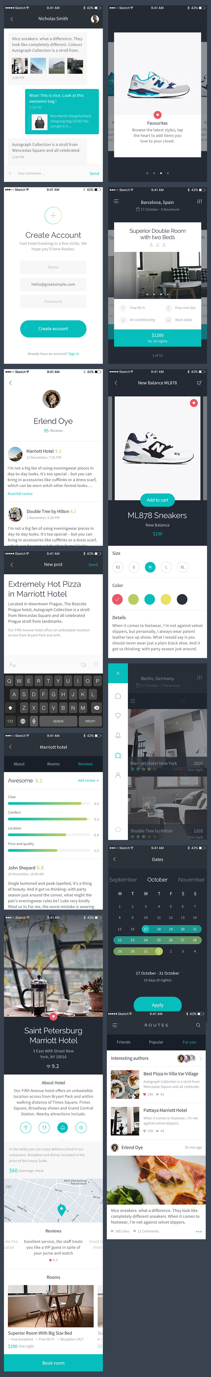 Routes UI kit for iOS - Sample pack - Freebiesbug