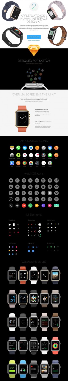 WatchOS 2: Free UI kit for Apple Watch - Freebiesbug