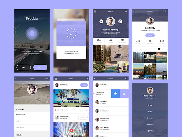 Social app concept design - Freebiesbug