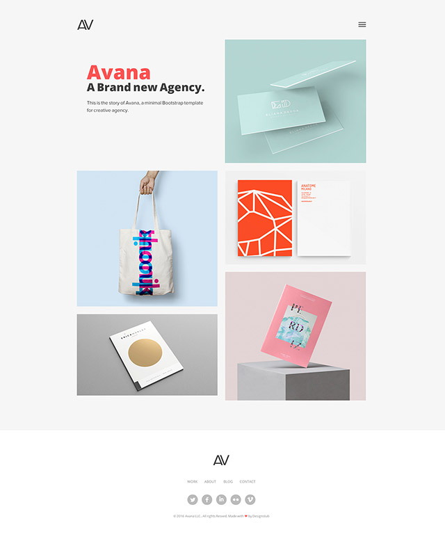 Avana: Minimal portfolio template for agencies - Freebiesbug
