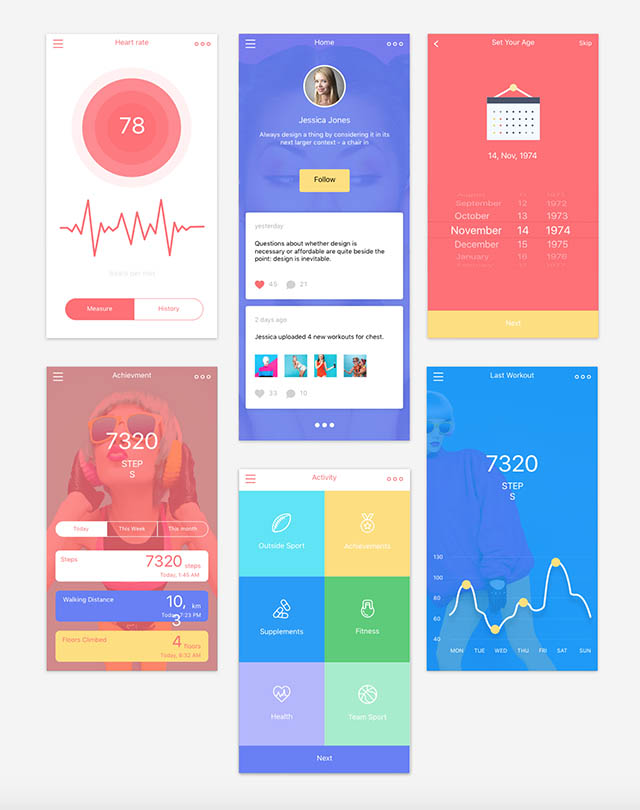 Sportify: A small UI Kit for fitness apps - Freebiesbug
