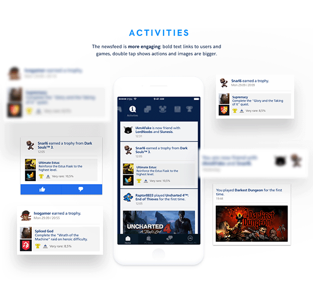 Playstation app redesign - Free Sketch UI kit - Freebiesbug