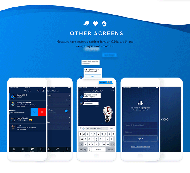 Playstation app redesign - Free Sketch UI kit - Freebiesbug