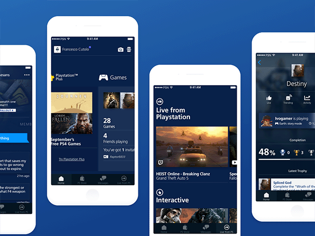 Playstation app redesign - Free Sketch UI kit - Freebiesbug