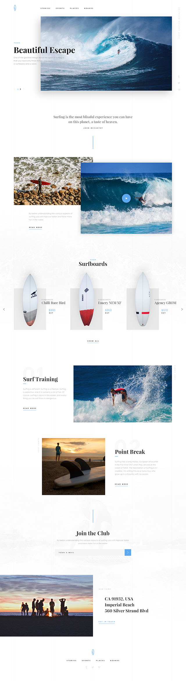 Blog and e-commerce PSD template for surfers - Freebiesbug