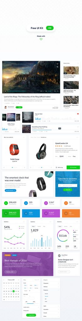Basic widget-style UI kit for websites - Freebiesbug