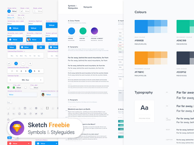 Symbols & Styleguides: A template for Sketch - Freebiesbug
