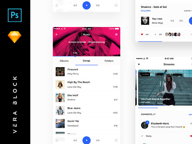 Vera Block: A huge set of UI components and app screens - Freebiesbug