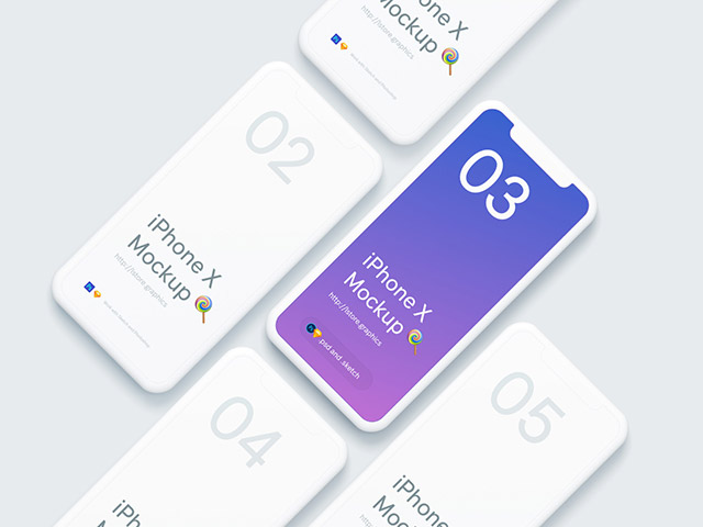 Minimal iPhone X isometric mockups - Freebiesbug