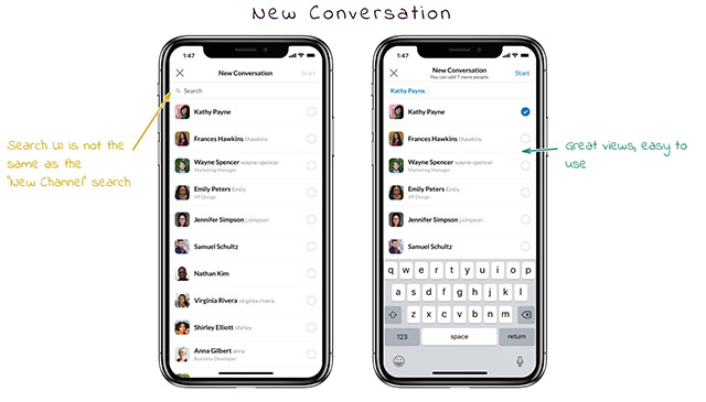 Slack iPhone UI redesign concept - Freebiesbug