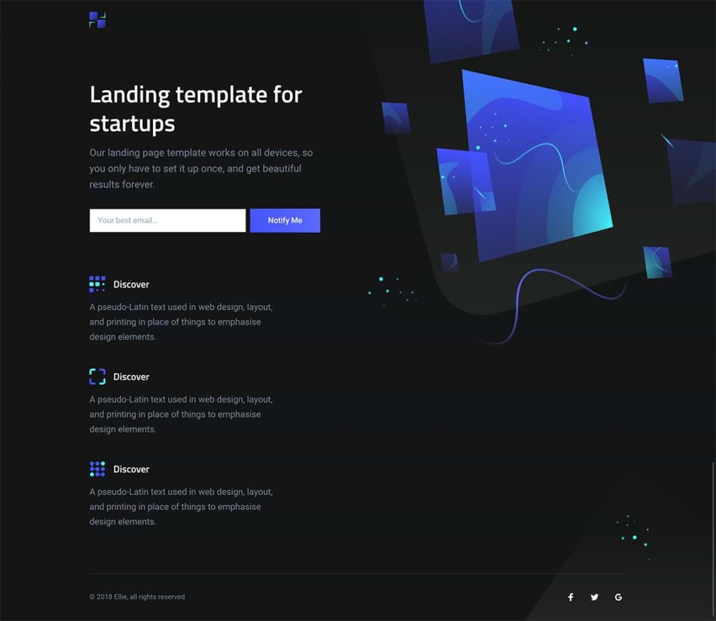 Ellie: Pre-launch landing page - Freebiesbug