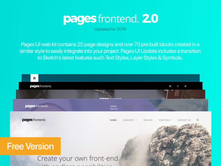 Pages UI Web Kit (2019 update) - Freebiesbug