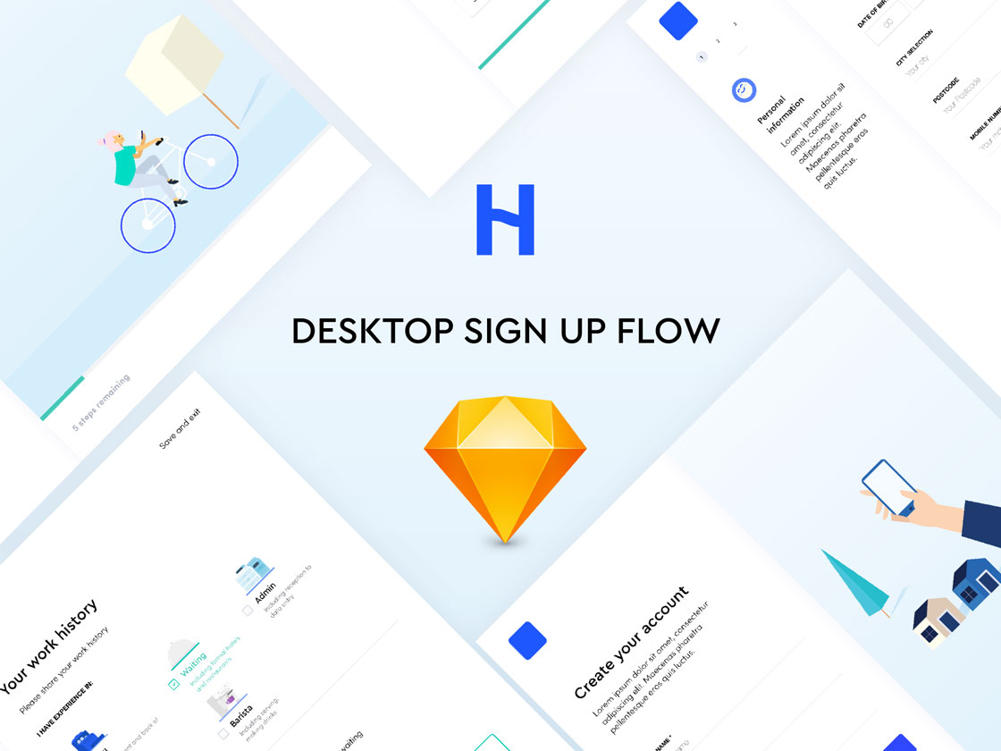 Signup flow: 6 beautiful UI screens - Freebiesbug