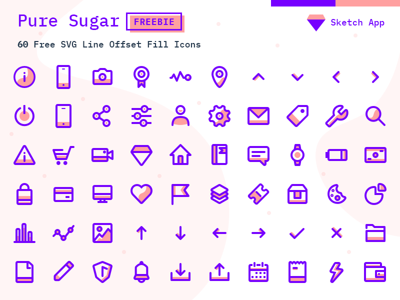 Pure Sugar: Free set of 60 SVG icons - Freebiesbug