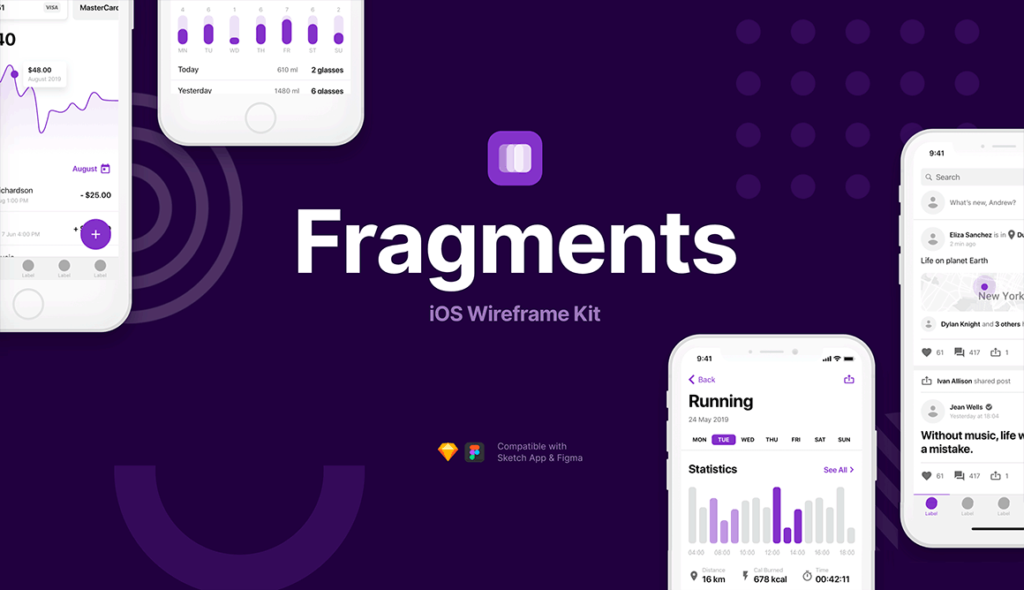 Fragments: iOS wireframe kit - Freebiesbug