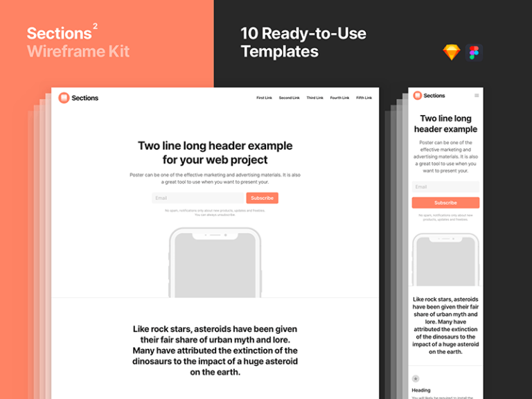 Sections 2: Big library of layouts for web prototyping - Freebiesbug