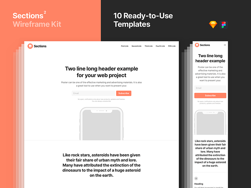 Sections 2: Big library of layouts for web prototyping - Freebiesbug