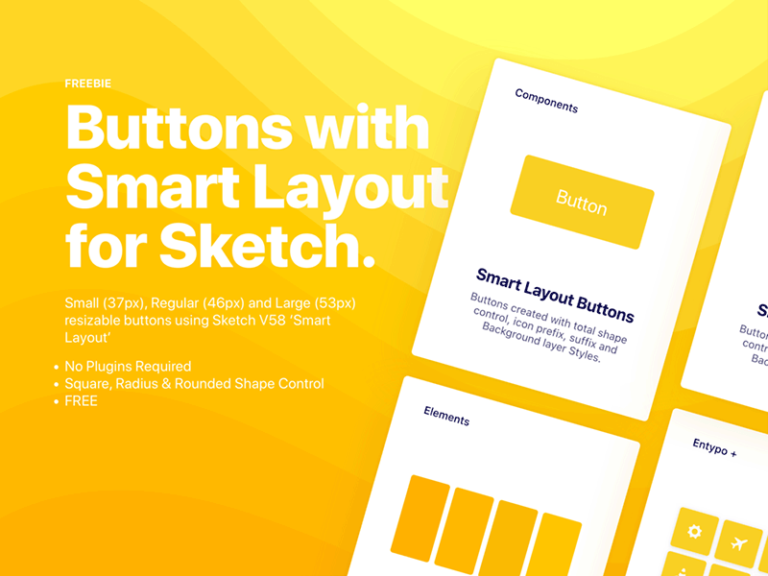 Smart Layout-ready buttons for Sketch app - Freebiesbug