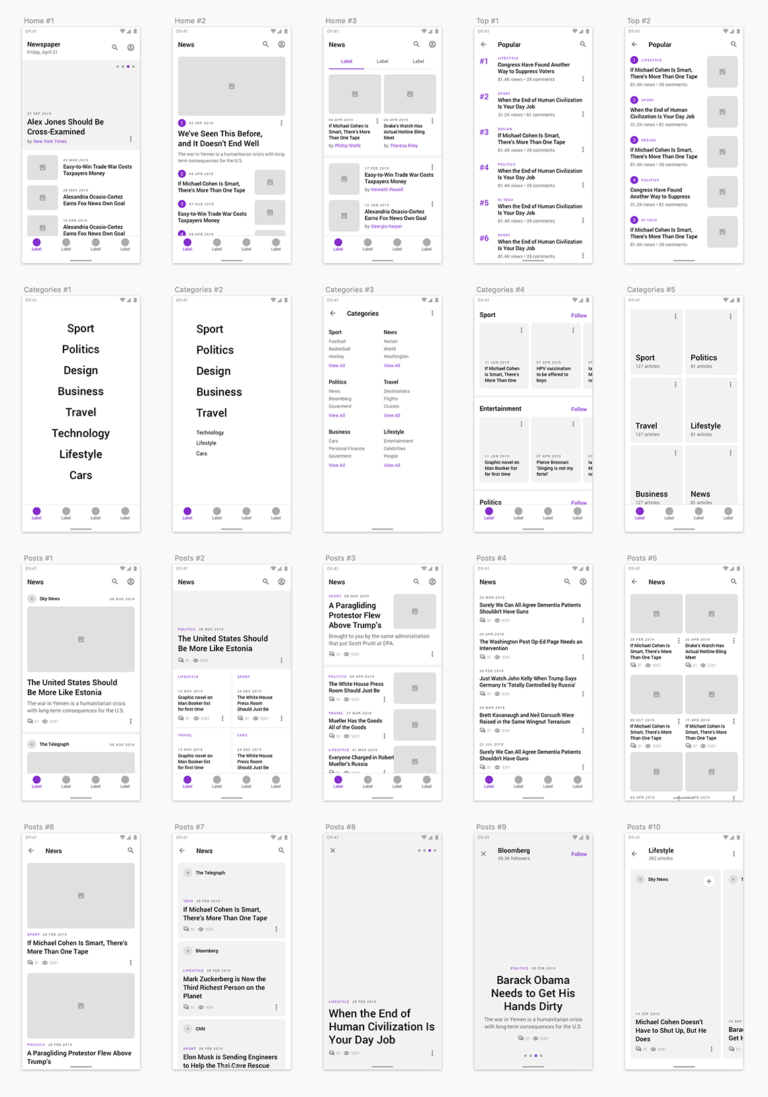 Fragments: Android wireframe kit - Freebiesbug