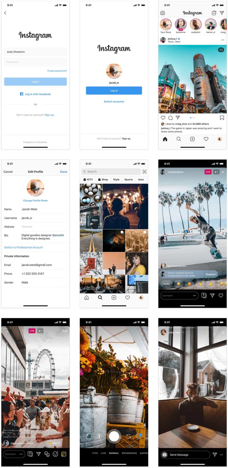 Mobile Apps Library: 120+ UIs from 4 social apps - Freebiesbug