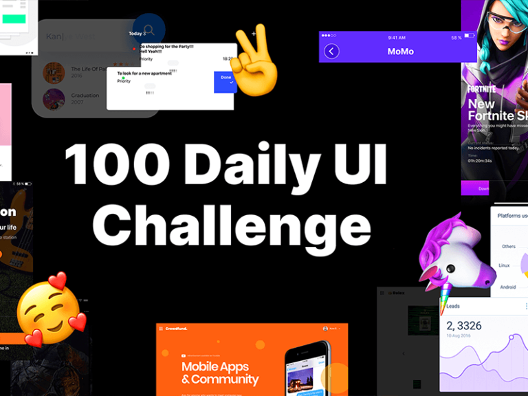 100 Daily UI Challenge: Big collection of elements - Freebiesbug