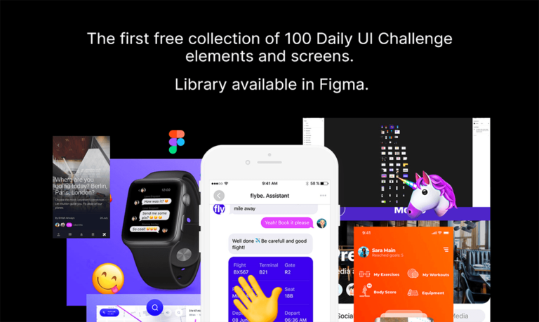 100 Daily UI Challenge: Big collection of elements - Freebiesbug