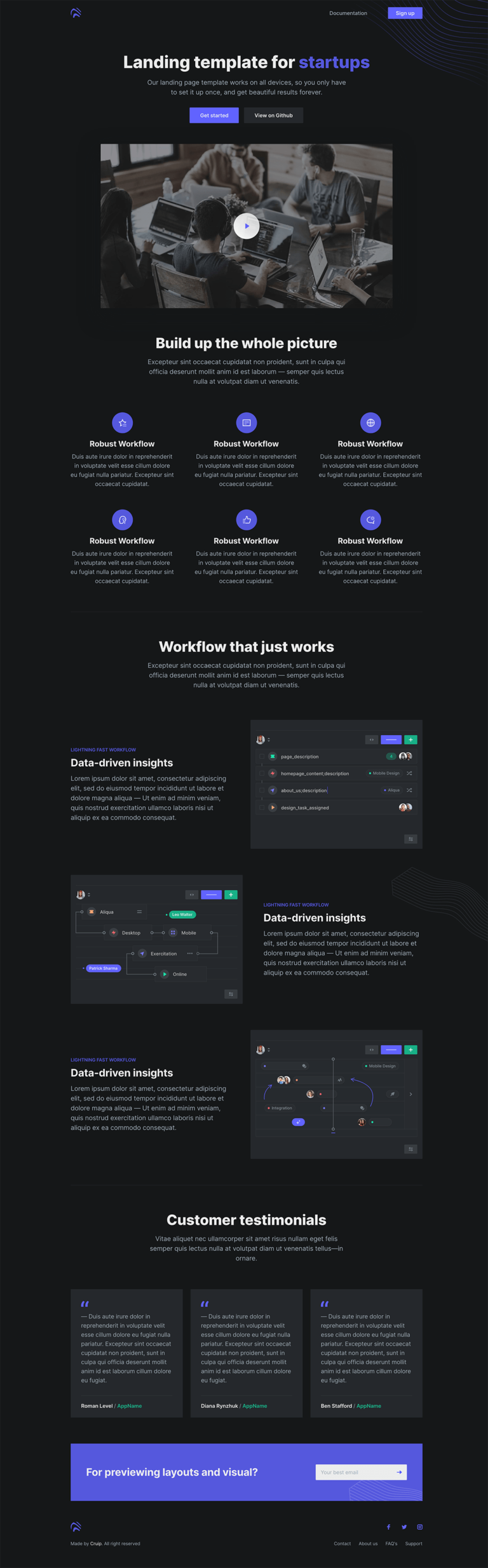 Open: Free React landing page template - Freebiesbug